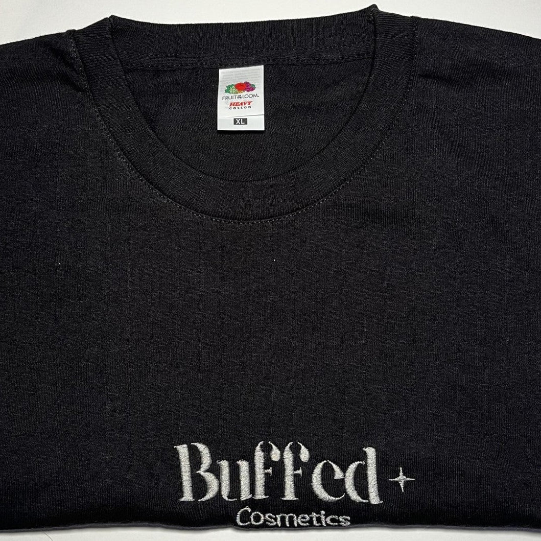 T shirt with embroidered Logo – Buffed Cosmetics